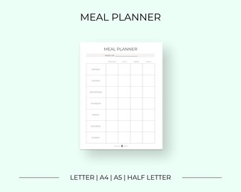 Meal Planner Printable PDF Editable Letter & A4 - Etsy