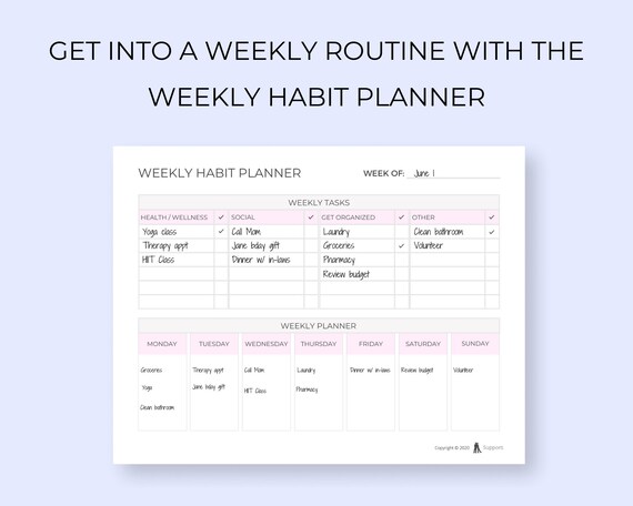 Weekly Habit Planner Weekly Routine Task Manager Tracker - Etsy