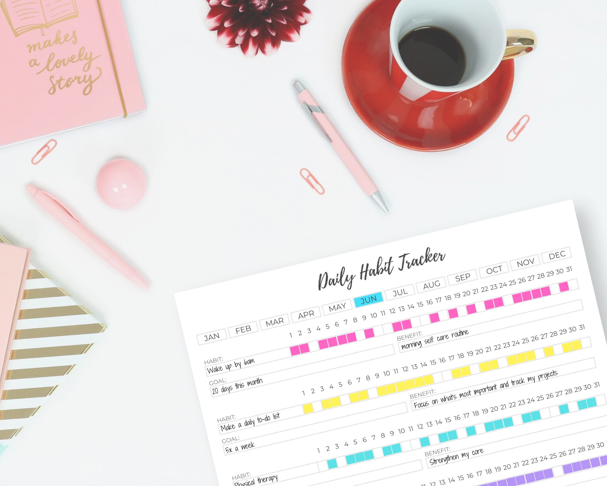 Daily Habit Tracker, Printable PDF, Instant Download, Monthly Goal ...