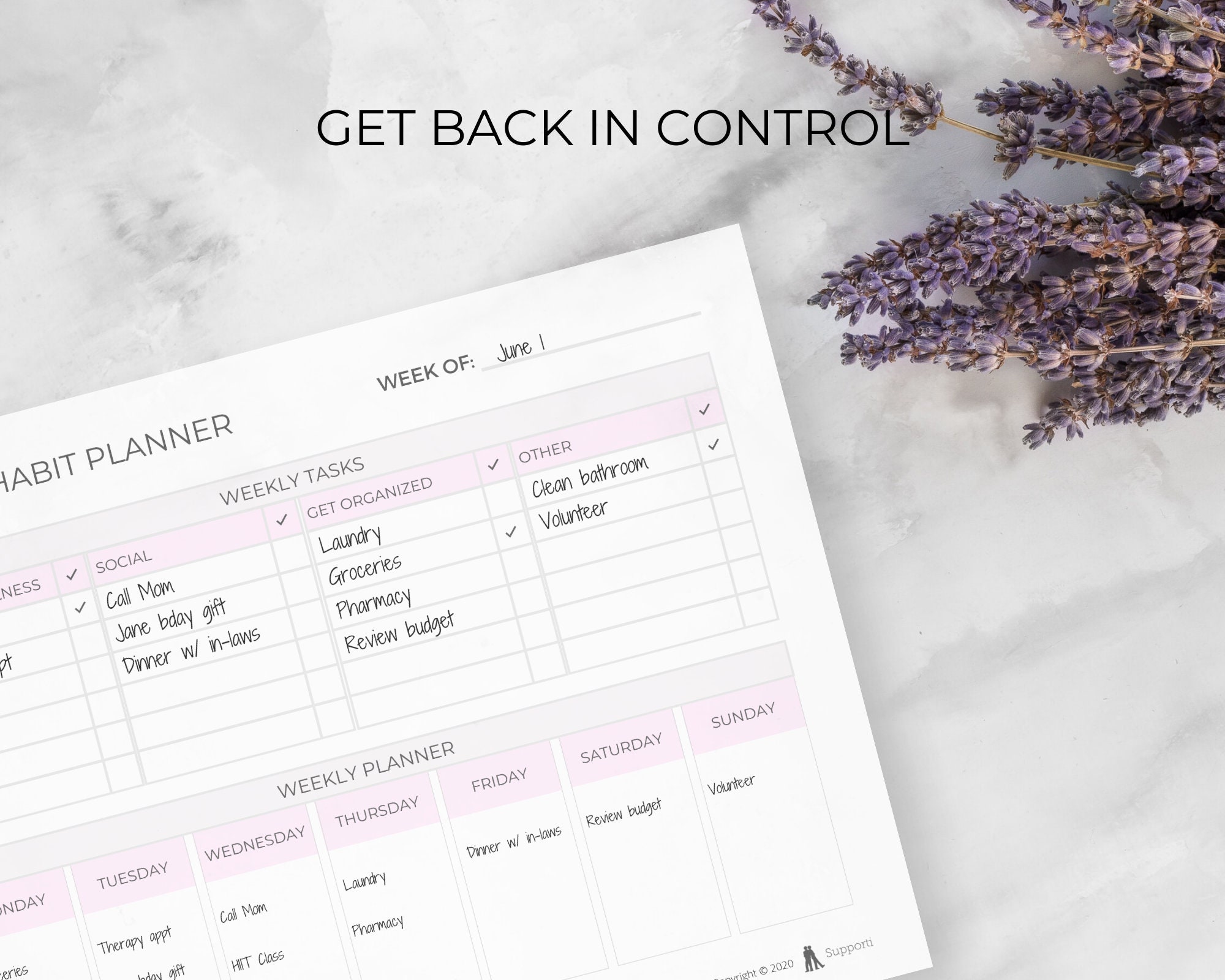 Weekly Habit Planner, Weekly Routine, Task Manager, Tracker, Printable ...