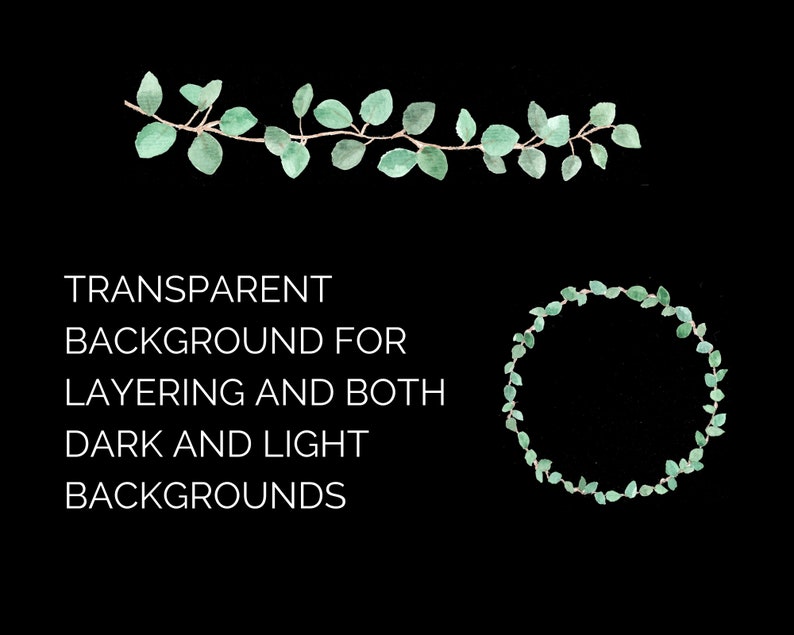 Eucalyptus Watercolor Clip Art Stems Wreath Greenery Green - Etsy