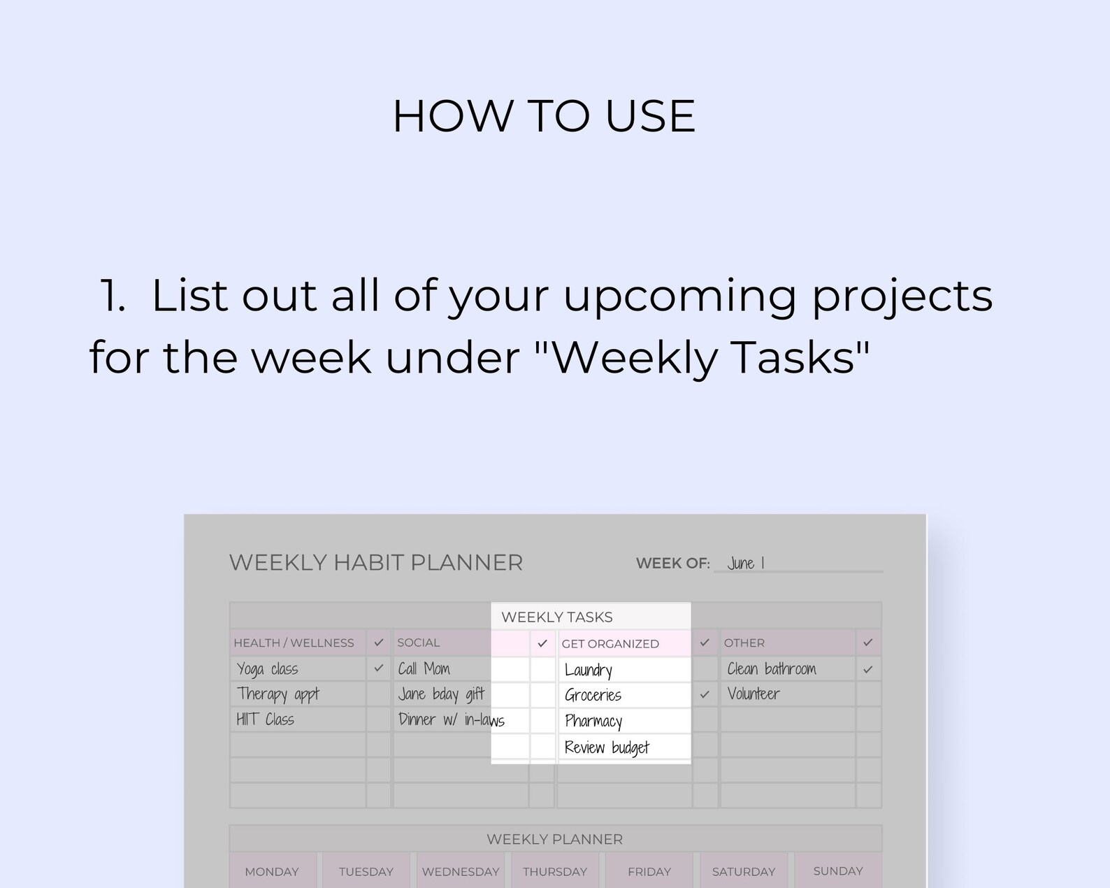 Weekly Habit Planner, Weekly Routine, Task Manager, Tracker, Printable ...