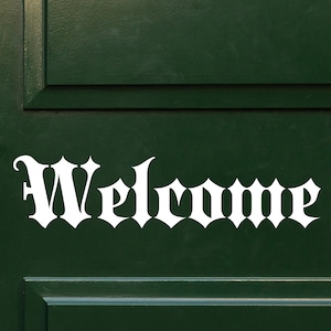 Gothic Welcome Vinyl Decal - Front Door Sign - Etsy