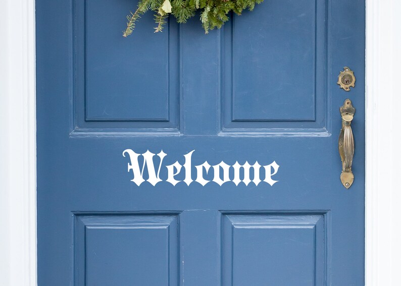 Gothic Welcome Vinyl Decal - Front Door Sign - Etsy