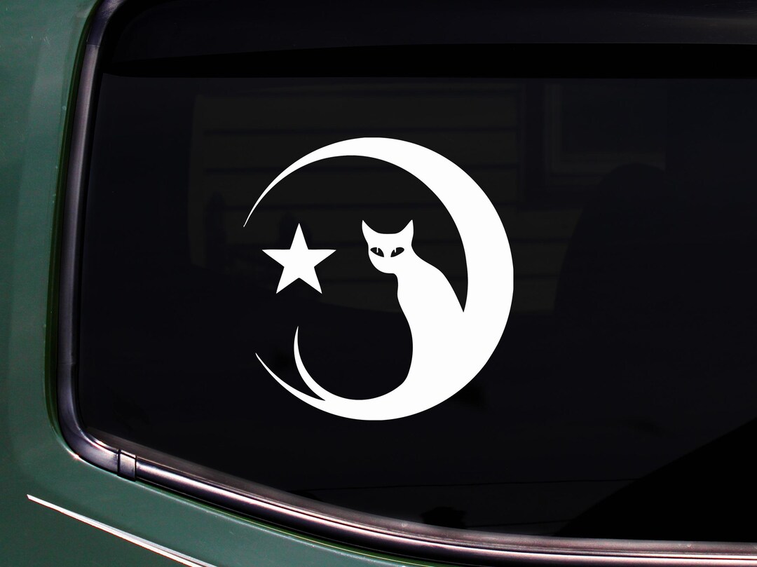 Cat Moon Star Vinyl Decal - Car Window Sticker - Laptop Decal - Etsy