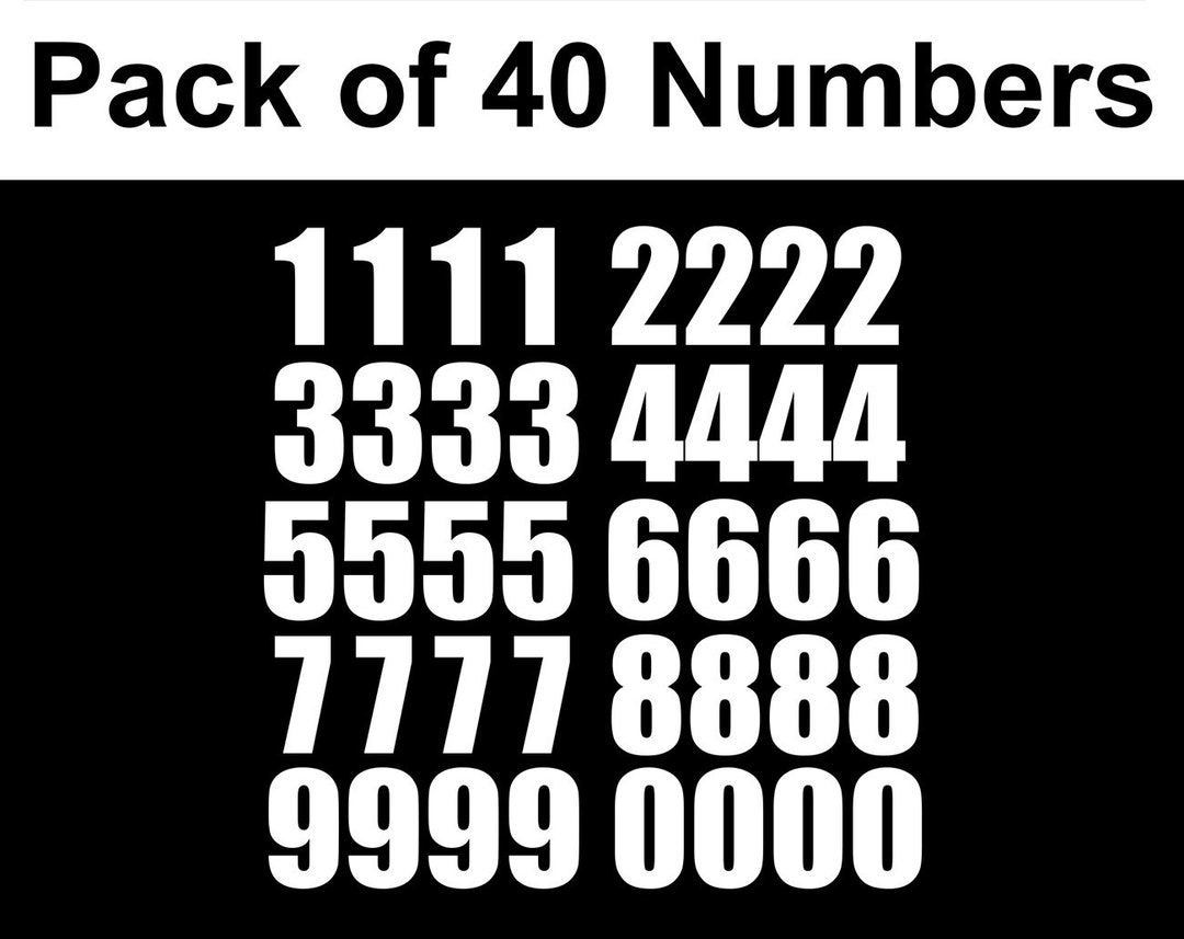 Set of 40 Vinyl Sticker Numbers Impact Font - Etsy