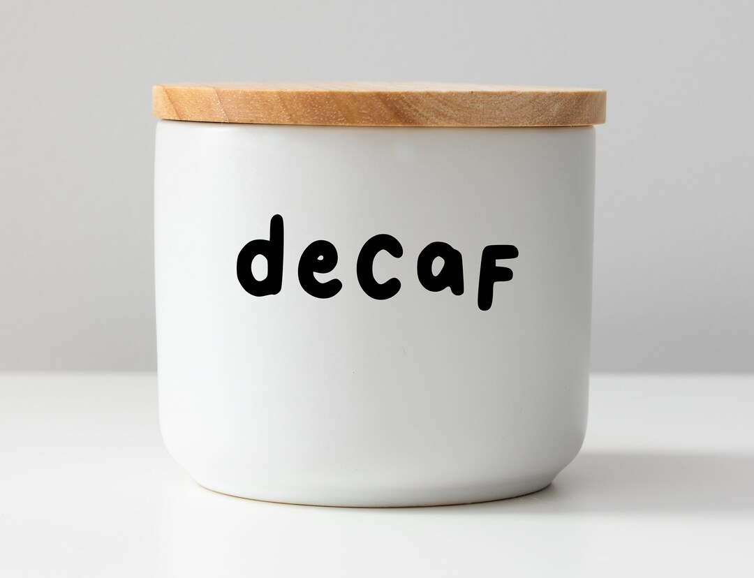 Decaf Jar Label - Coffee Grounds Kitchen Decal - Etsy