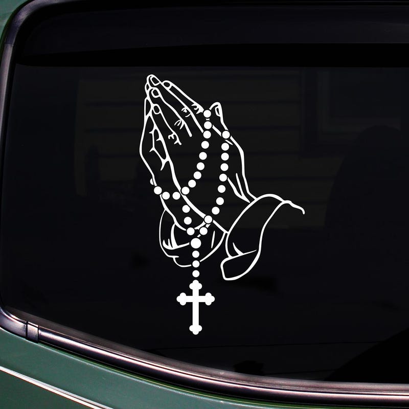 Rosary Prayer Hands Decal - Etsy