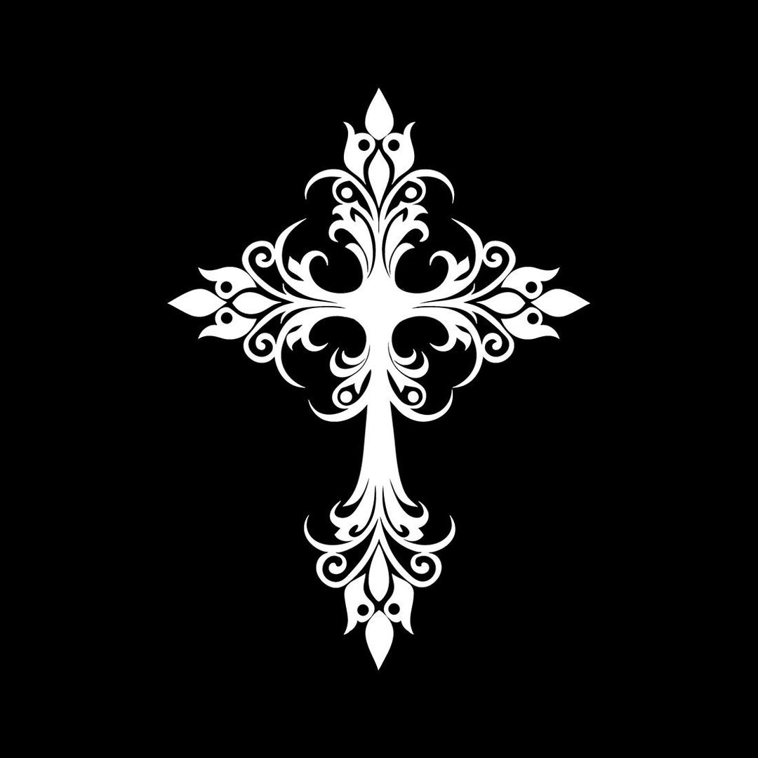 Floral Cross Vinyl Sticker - Cross Decor Decal - Etsy