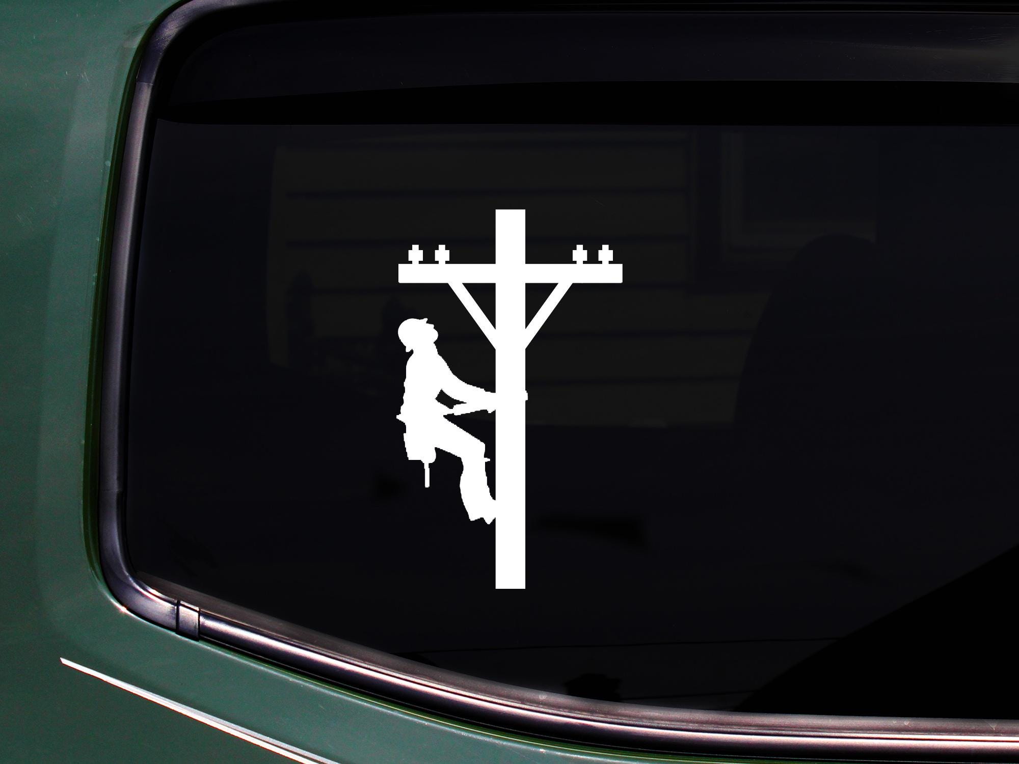 Lineman Silhouette Vinyl Sticker - Custom Car Truck Window Bumper Decal ...