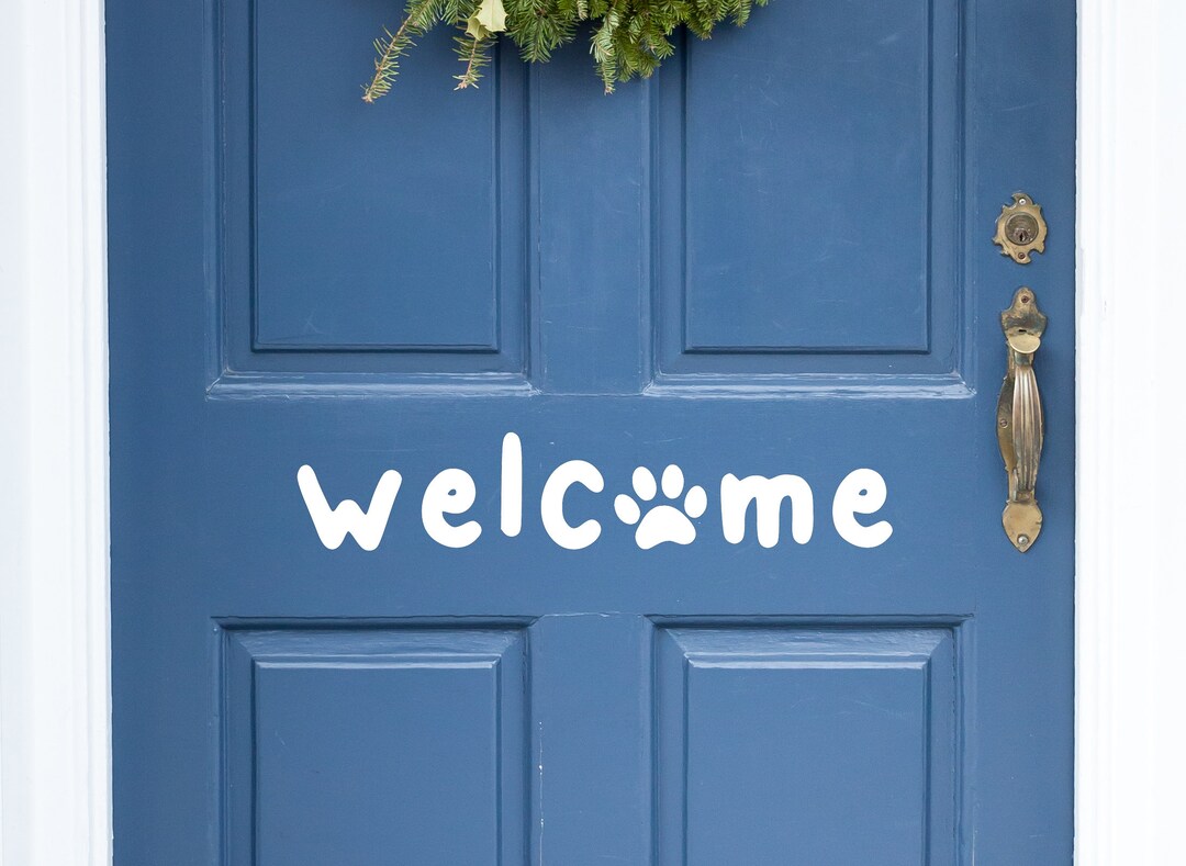 Welcome Paw Print Sign - Front Door Welcome Decal - Pet Lover - Etsy