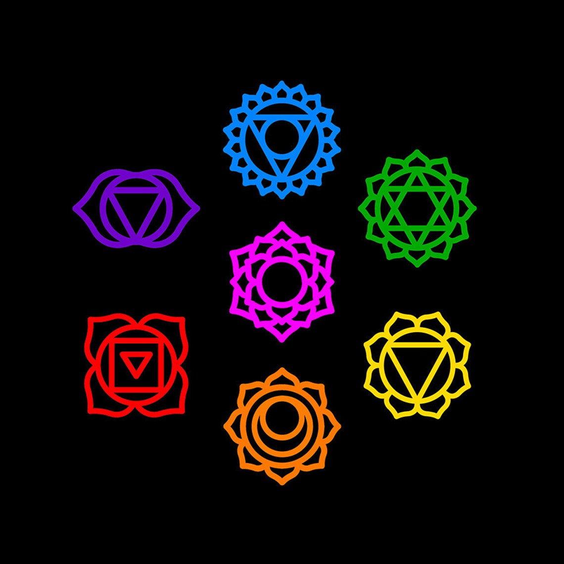 Chakra Symbols Vinyl Sticker Decals 7 Pack - Etsy