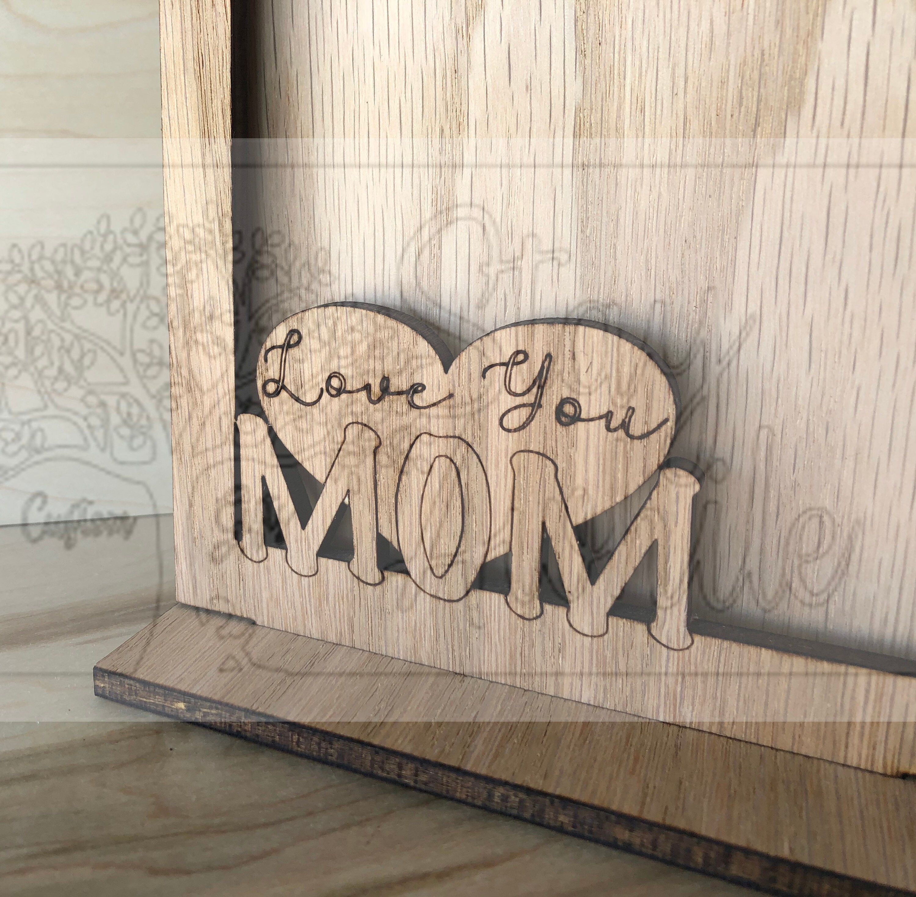 Love You Mom Frame 5x7 Mother's Day Laser Cut File for Glowforge ...