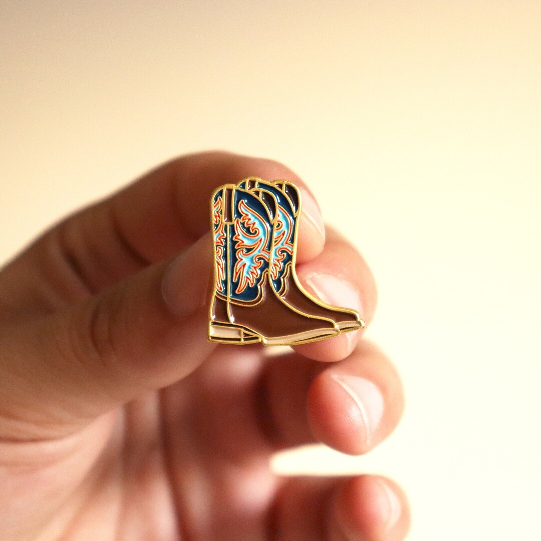 Cowboy Boots Soft Enamel Pin Badge - Country Music Gift - Western ...