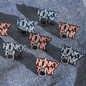 Red Neon Sign Honky Tonk Glow-in-the-dark Enamel Pin Badge Western Gift ...