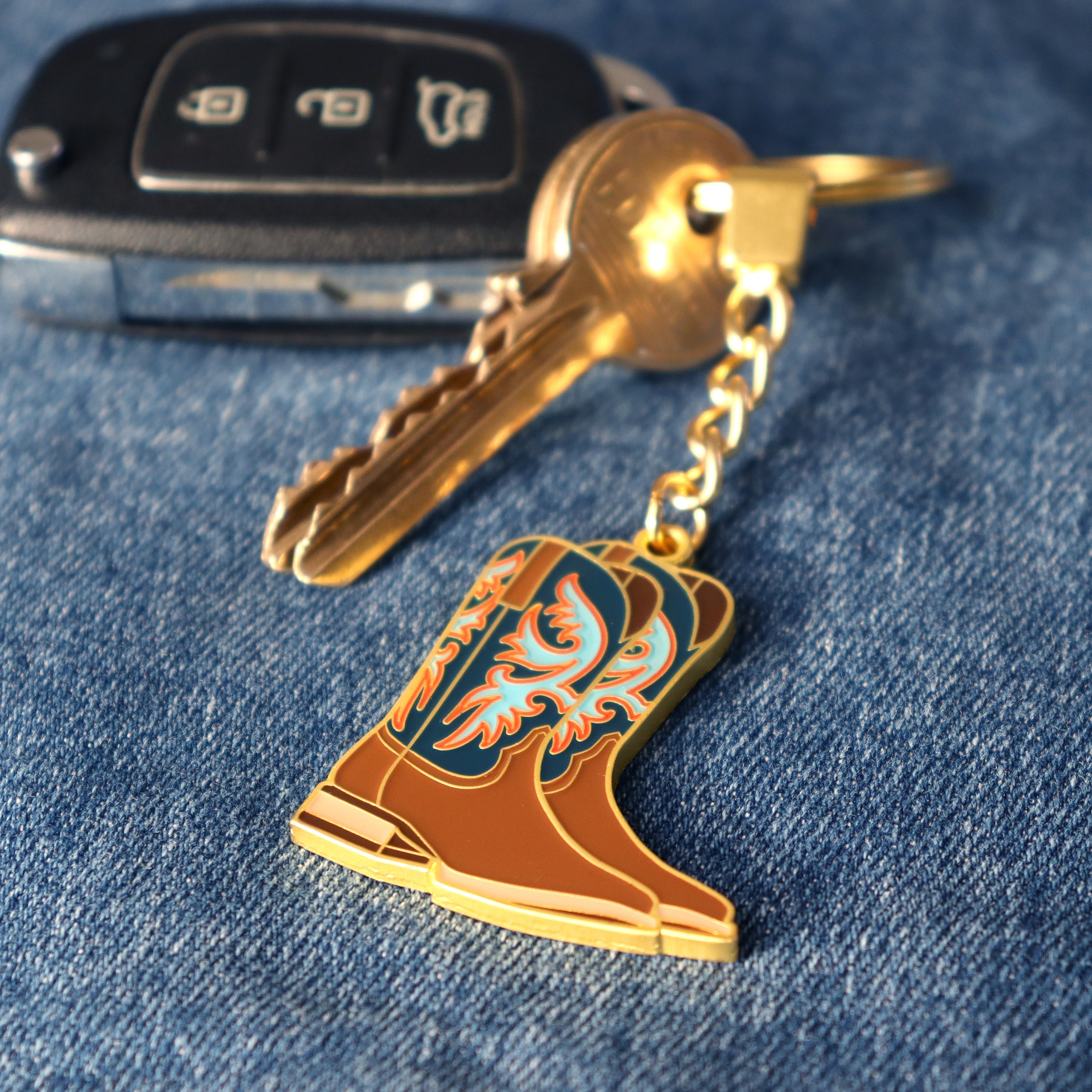 Cowboy Boots Enamel Keychain - Western Country Music Bag Charm - Etsy
