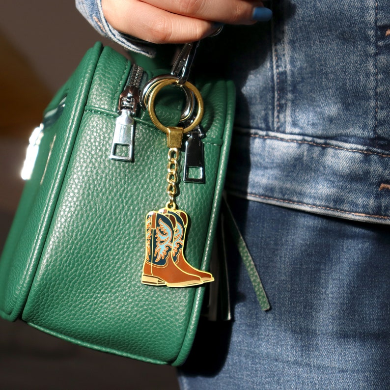 Cowboy Boots Enamel Keychain - Western Country Music Bag Charm - Etsy