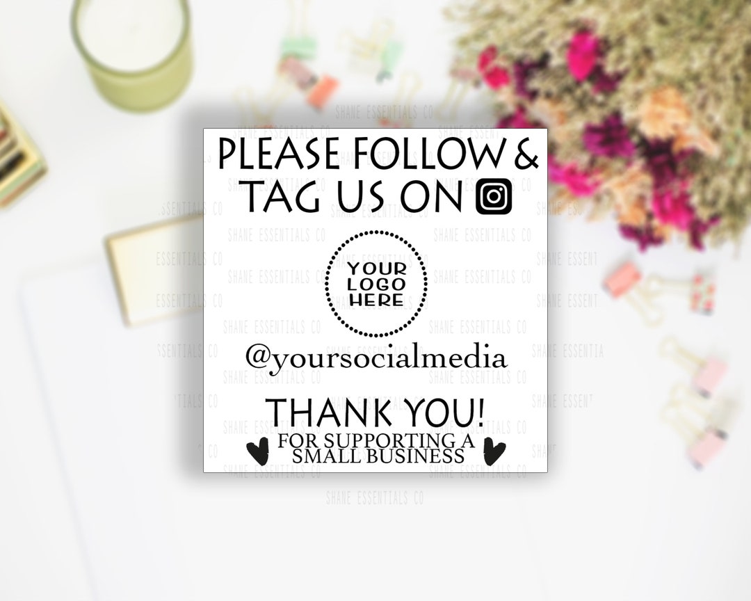 Follow and Tag Us Sticker, Instagram Facebook Info Sticker, Thank You ...