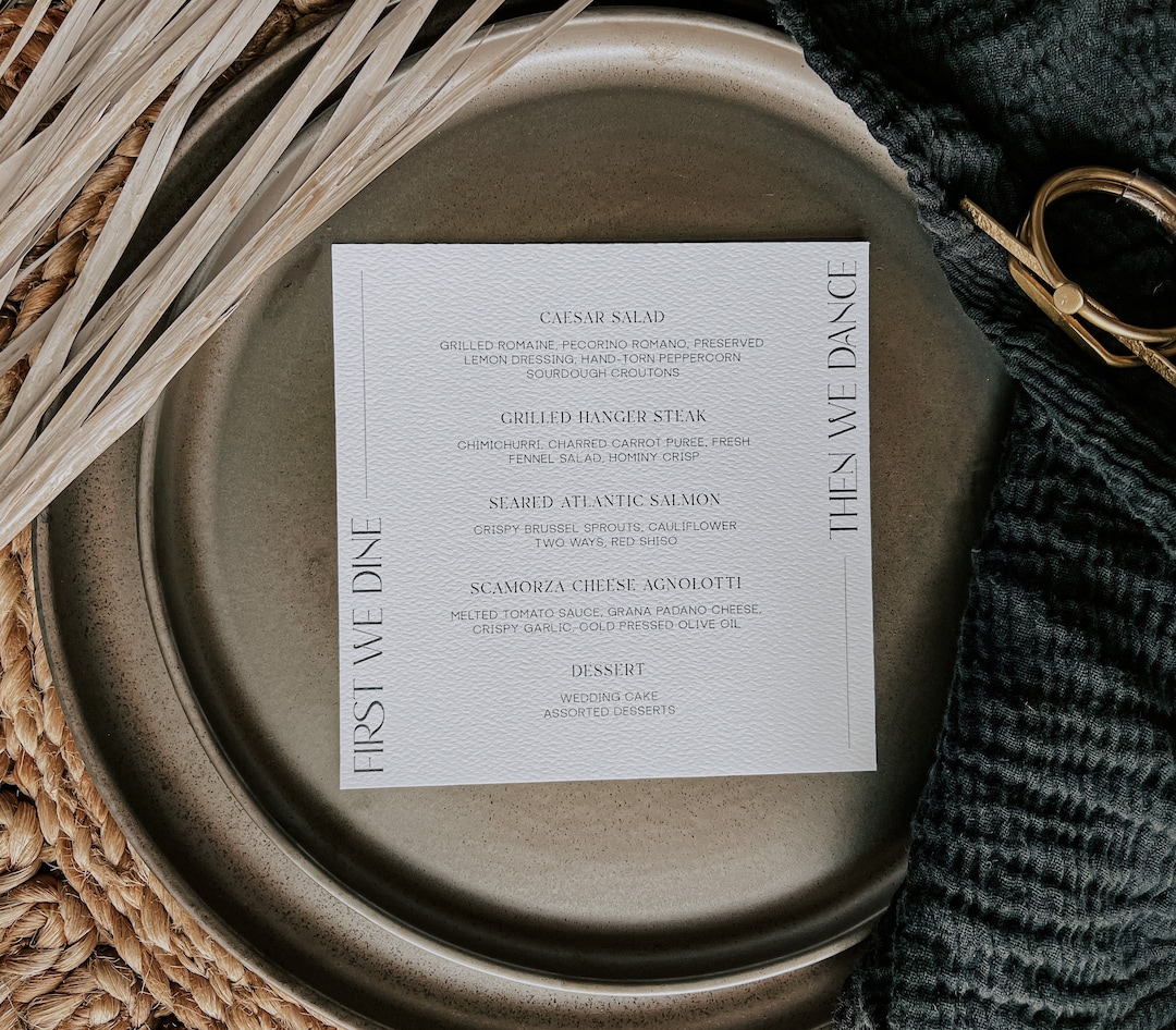 The Delilah Menu (5x5) | Modern Wedding Menu | Dinner Party Menu - Etsy