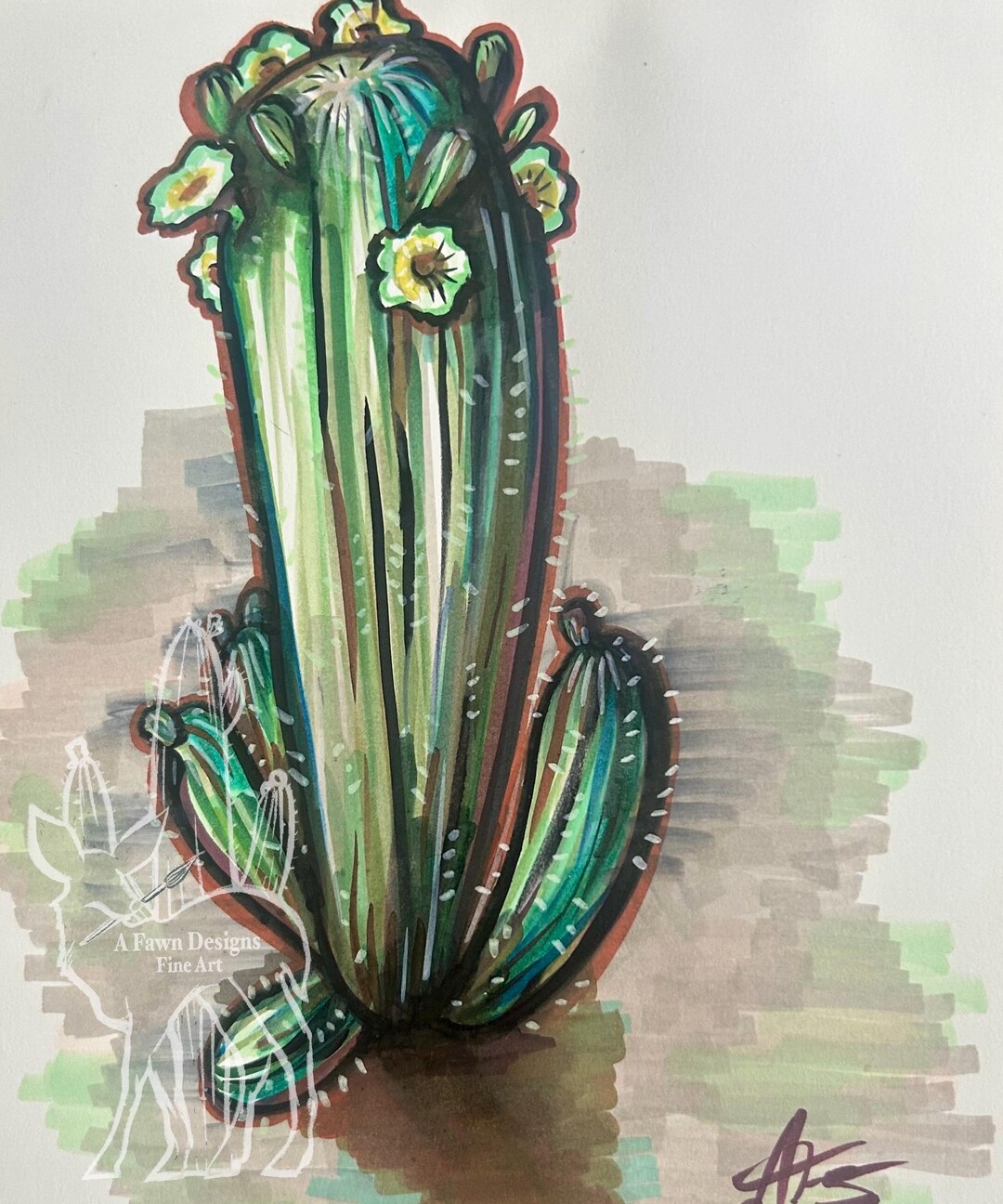 Saguaro Drawing Framed, Desert Wall Art, Home Decor, Handmade ...