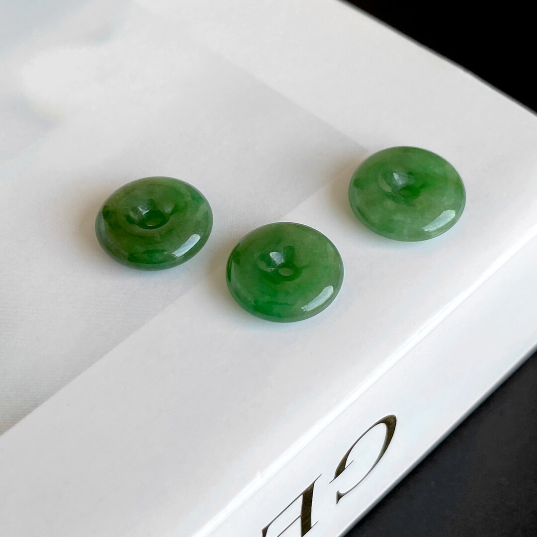 11mm Natural Burmese Grade A Jadeite Donut Pendant, Mini Green Jadeite ...