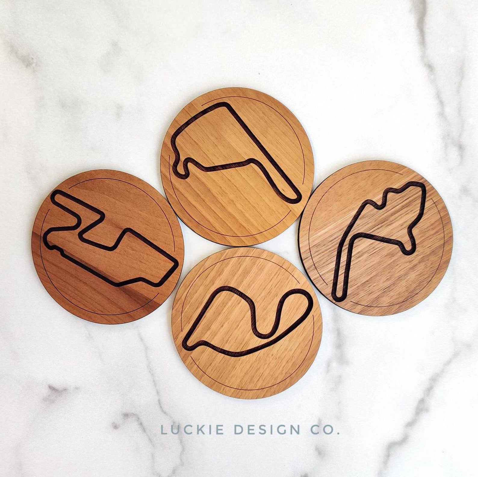 Laser Engraved Race Track Coasters Wood Coasters Birthday | Etsy