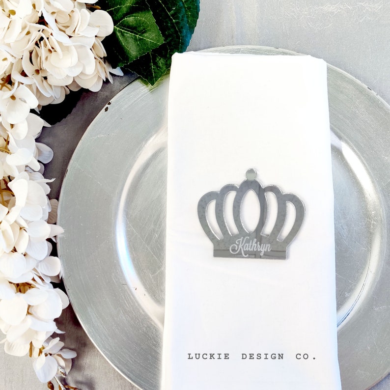 Laser Cut Engraved Crown Name Tags Tiara Names Acrylic | Etsy