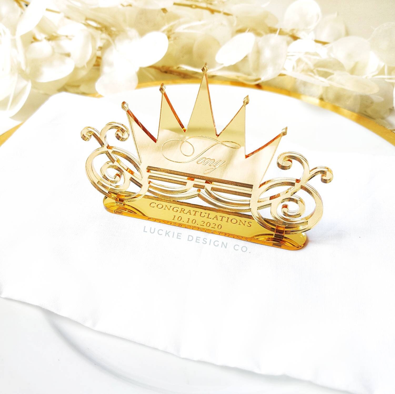 Crown Laser Cut Engraved Name Tags - Acrylic Name Cut Out - Party Name ...