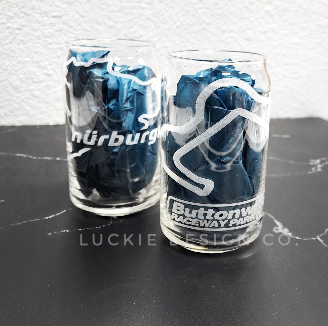 Laser Engraved Race Track Glass - Race Track Beer Glass - Birthday Gift ...
