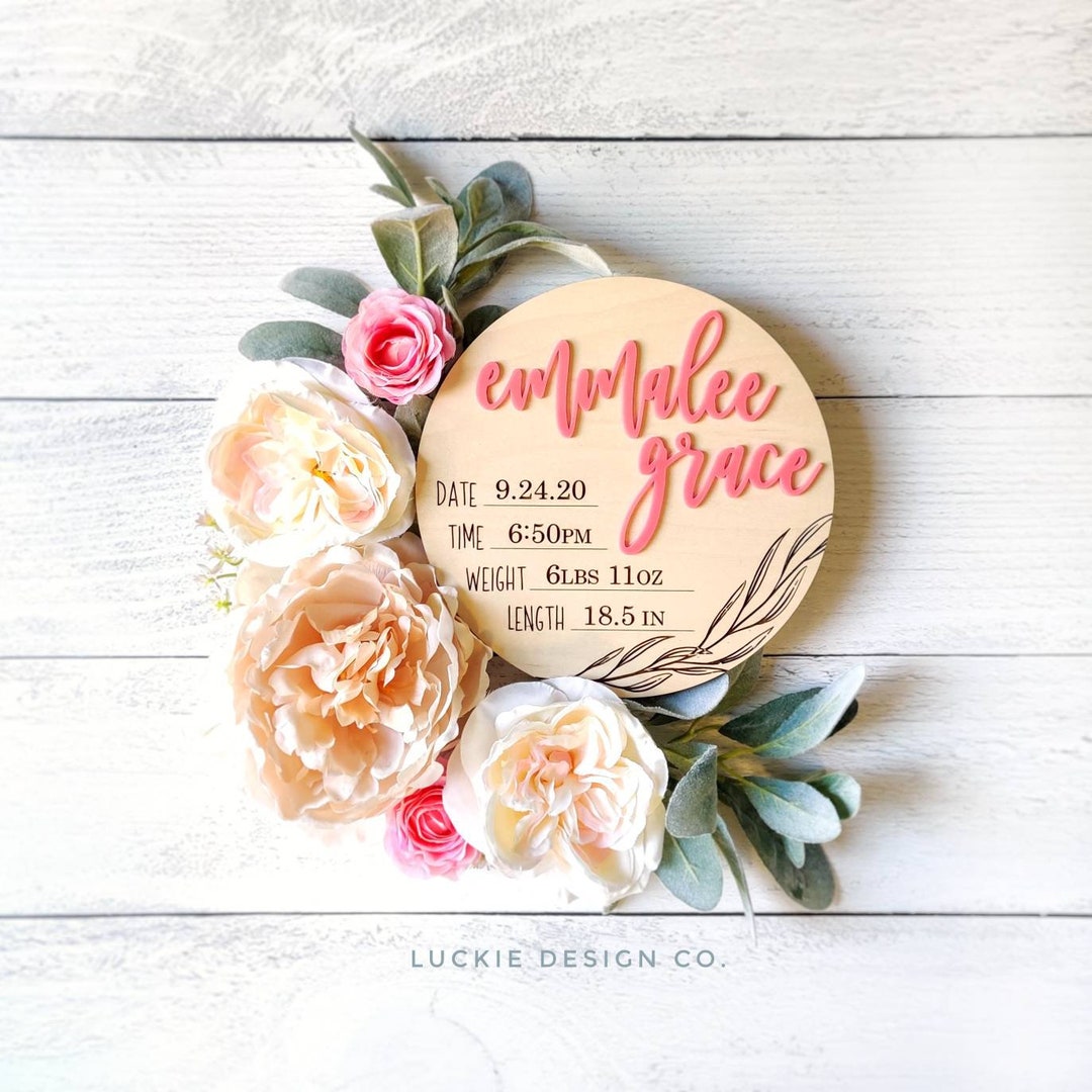 3D Baby Stat Sign - Laser Cut Laser Engraved Baby Announcement Sign ...