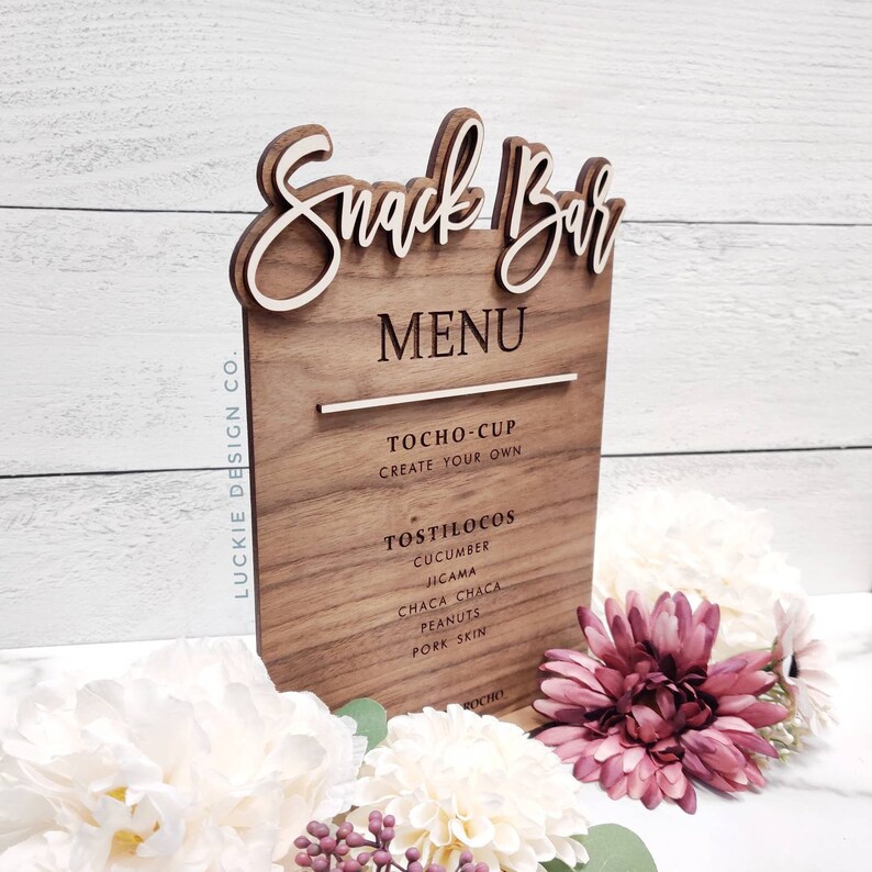 3D Wood Menu Sign Laser Cut Laser Engraved Wedding Sign | Etsy