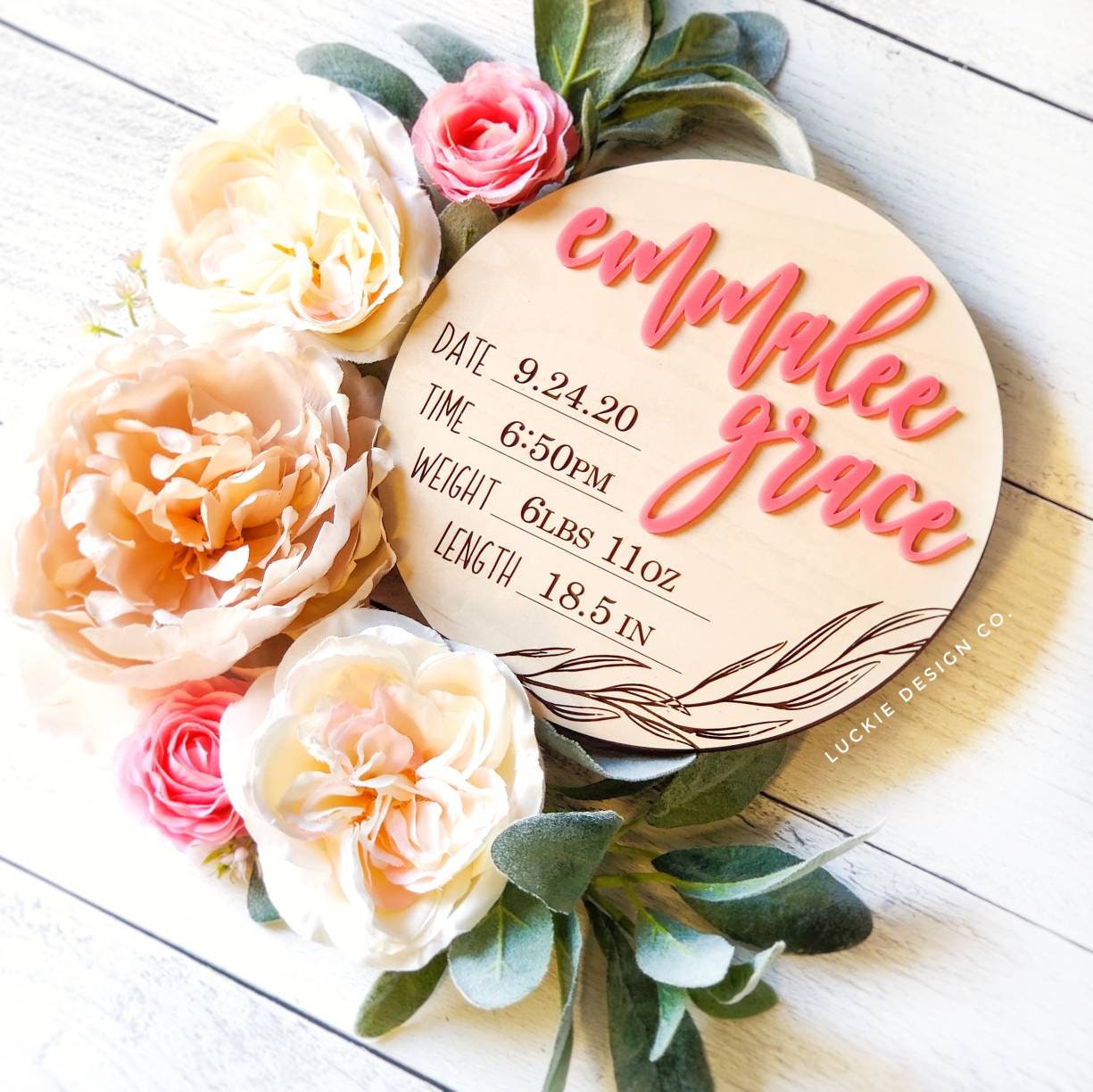 3D Baby Stat Sign - Laser Cut Laser Engraved Baby Announcement Sign ...