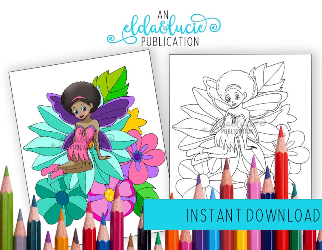 Afro Fairy Coloring Page,black Girl Magic Coloring Book,printable ...