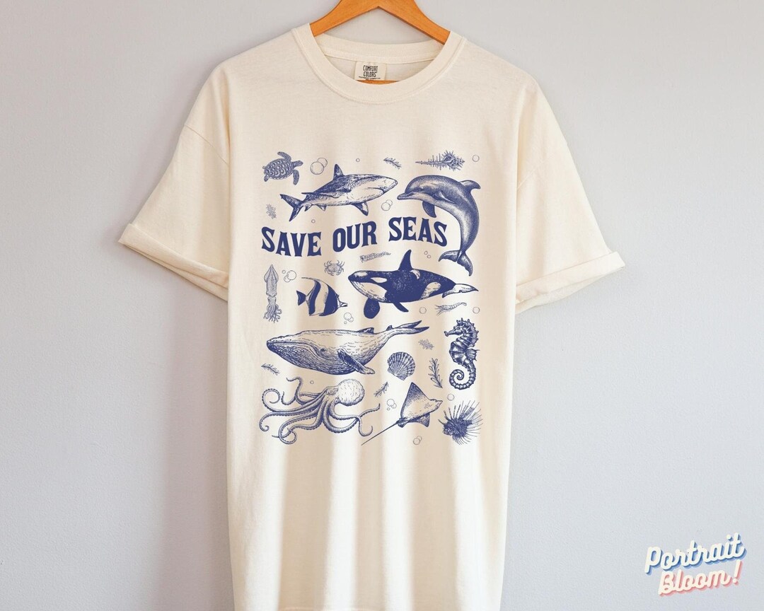 Save Our Seas Tshirt, Protect Our Oceans Tshirt, Vintage 90s Tattoo Sea ...