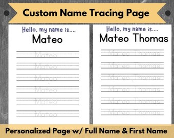 Customised Name Writing Practice Sheet Personalised Name Tracing ...