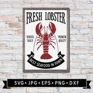 Fresh Lobster Wall Sign SVG, Best Seafood, Kitchen Sign, Vintage ...