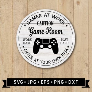 Game Room SVG, Work Hard, Play Harder, Game Room Wall Decor, Gamer Gift ...