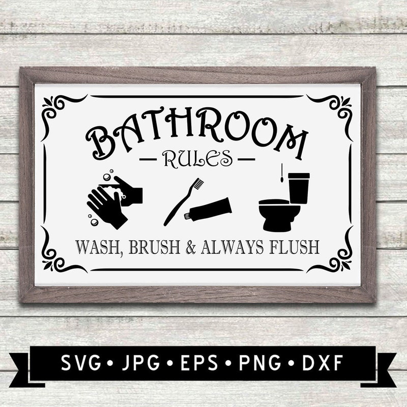Bathroom Rules Svg - Etsy
