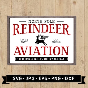 Reindeer Aviation Sign SVG, Funny Christmas Sign, Christmas Printable ...