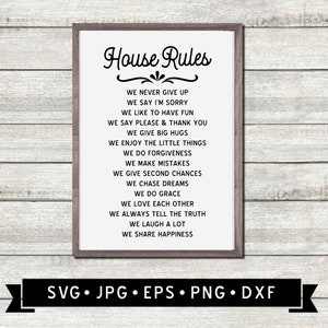 House Rules Sign SVG, We Never Give up Sign, House Warming Gift, House ...