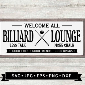Welcome to the Billiard Lounge Sign SVG, Billiard Sign DIY, Pool Hall ...