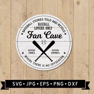 Baseball Fan Cave Sign SVG, Round Baseball Sign, Baseball Sign DIY ...