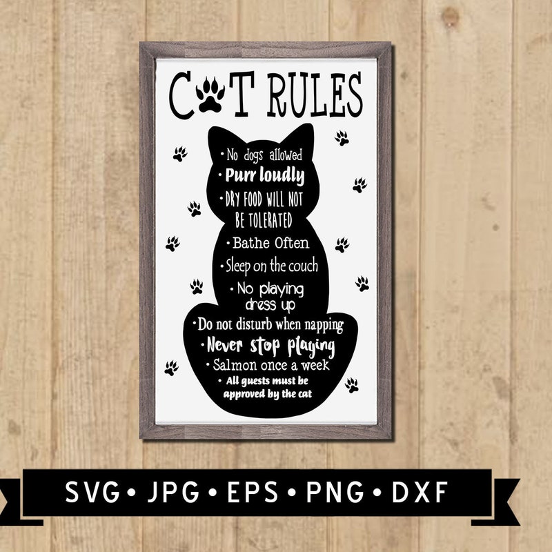 Cat Rules of House Sign - Etsy