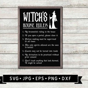 Witch House Rules Sign SVG, Funny Halloween Printable, Halloween Party ...