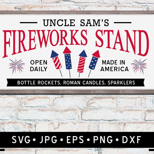 SVG Fireworks Cutting File Emporium Stand Uncle | Etsy
