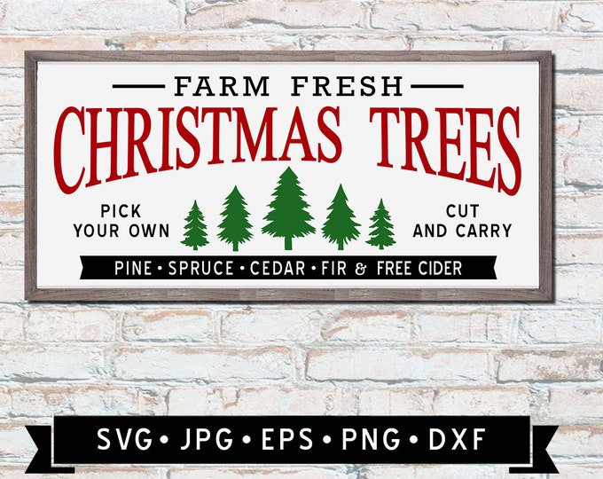 Farm Fresh Christmas Trees Sign SVG Tree Farm SVG Vintage - Etsy