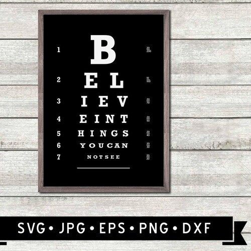 Eye Chart SVG Vision Test Believe in Things You Cannot See - Etsy