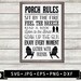Porch Rules Sign SVG, Porch Silhouette, Vintage Porch Wall Sign, Feel ...
