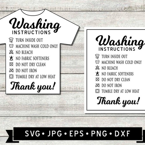 Washing Instructions SVG 2 Designs Resizable T-shirt Care | Etsy
