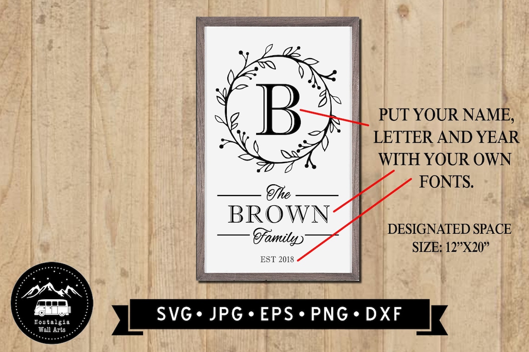 Customizable Family Name Sign SVG, Last Name Wreath Svg, Family Cut ...